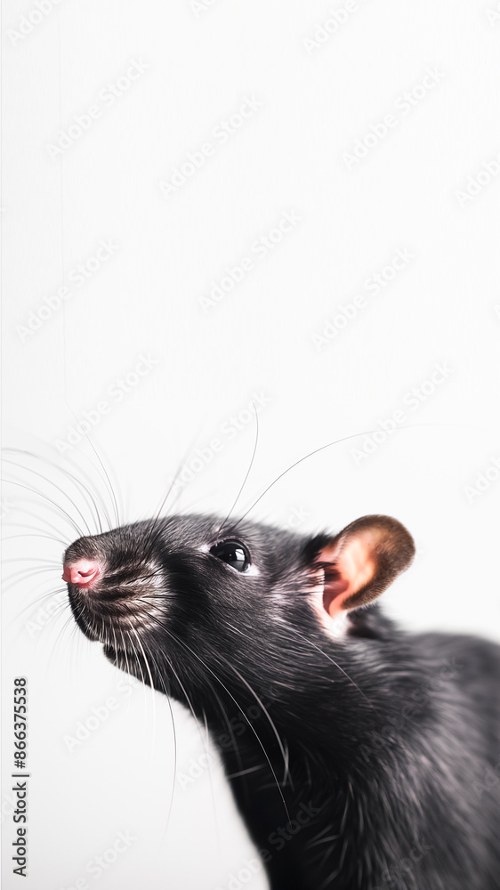 Black rat close-up isolated white background, Leptospirosis , Plague ...
