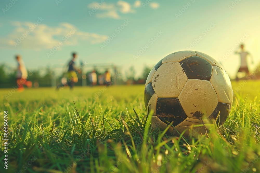 A sunny summer's day for a football game. Tiny boys participate in a ...