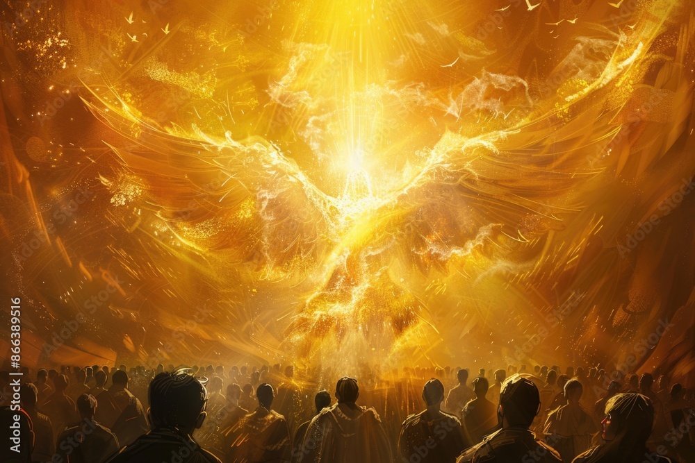Pentecost Sunday. The Holy Spirit Comes as Tongues of Fire. Digital ...