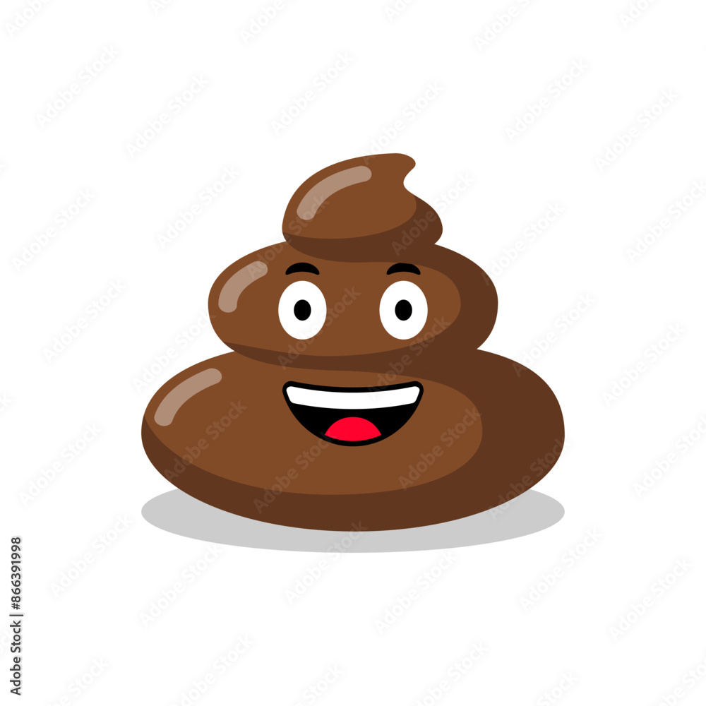 Shit face, cartoon icon. Poop icon, with a smile on face. Brown dung ...