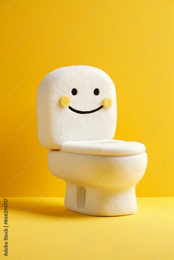 Felt toilet with a cute Kawaii happy face. Novelty smiling bathroom ...