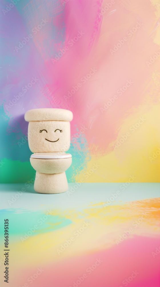 Felt toilet with a cute Kawaii happy face. Novelty smiling bathroom ...