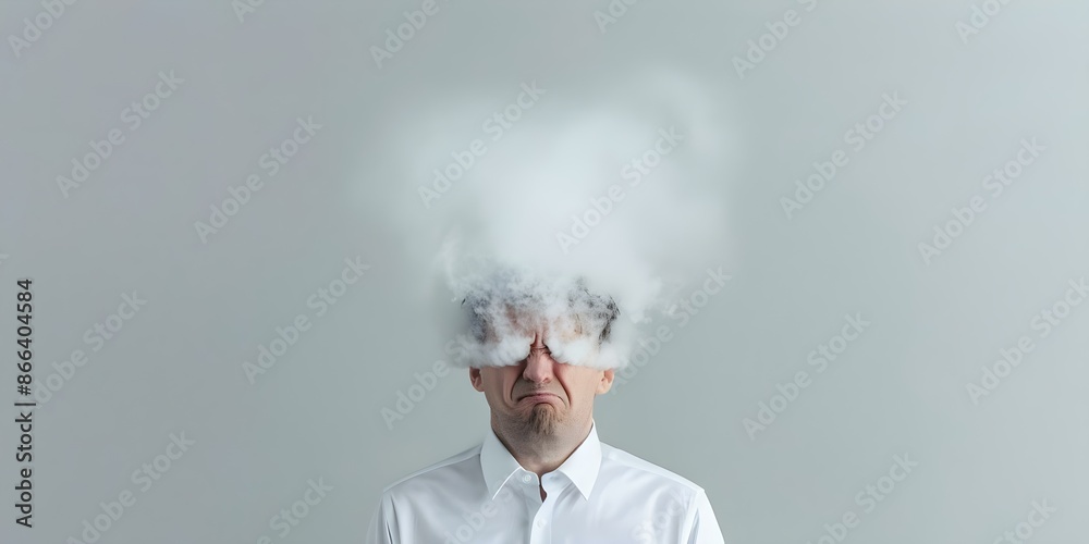 Stressed office manager vents frustration in tantrum steam coming out ...