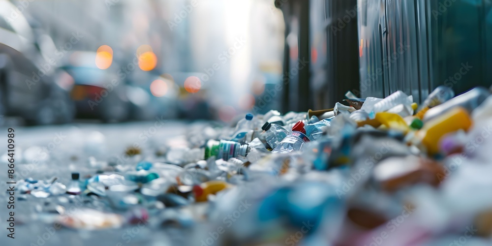 Urban garbage overflow near trash bins is a persistent waste management ...