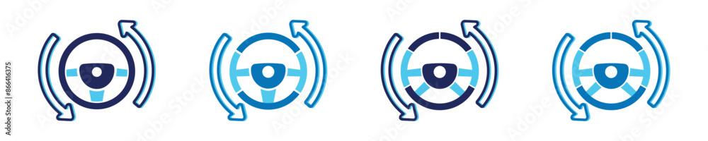 Isolated icons steering wheel with arrows. Simple concept auto steering ...