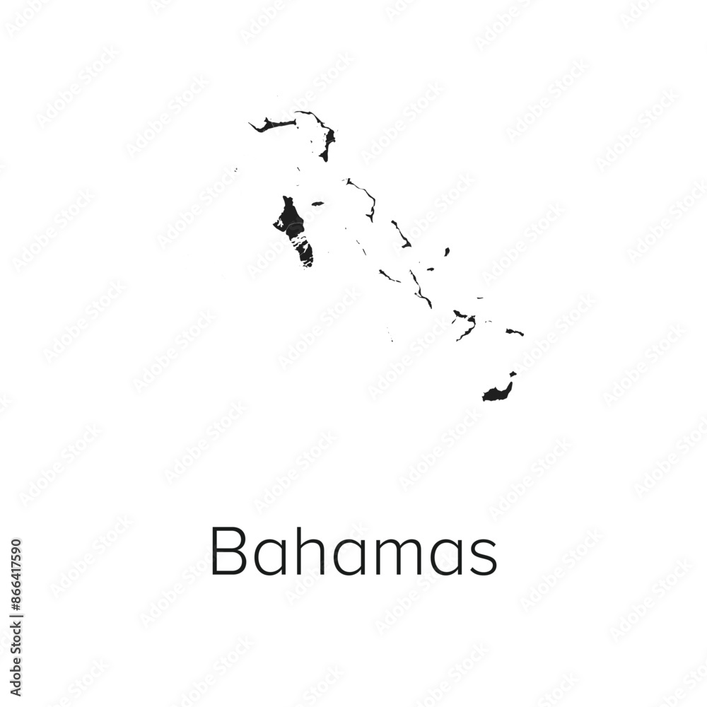 Bahamas Map Vector Illustration - Silhouette, Outline, Bahamas Travel ...