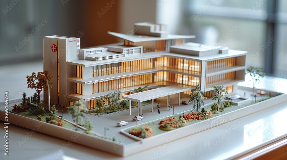 Hospital Building Model: A model of a hospital building on a table ...