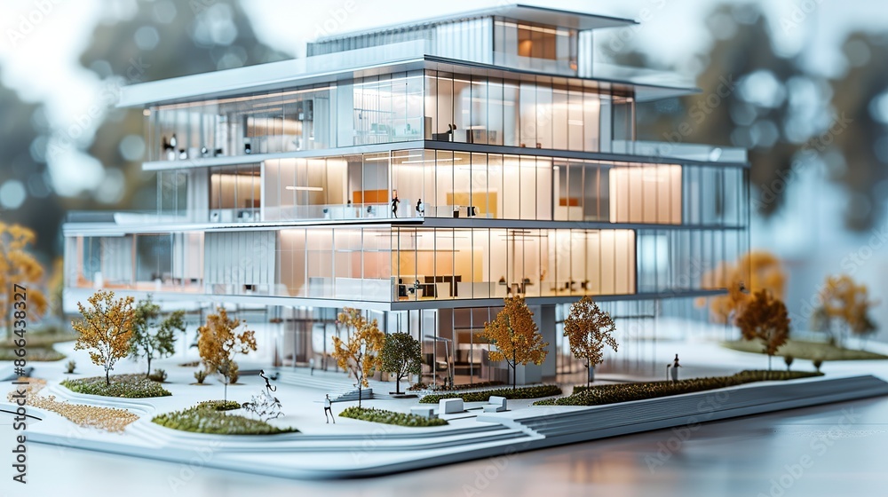 Modern Office Building Model: A model of a modern office building on a ...