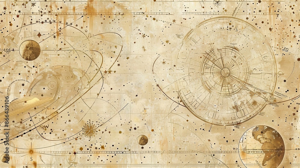 Mystical Celestial Map: A celestial map with constellations, planets ...