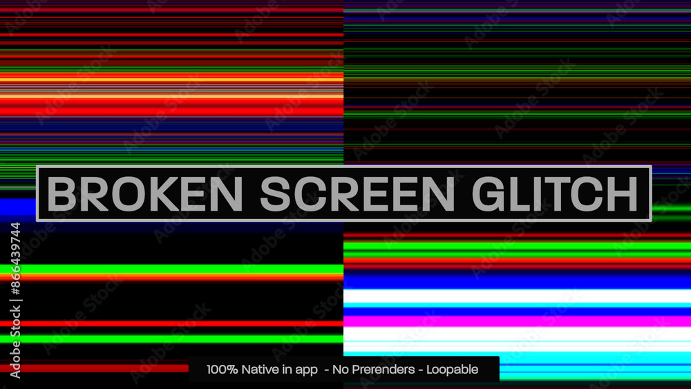 Broken Screen Glitch Dynamic Motion Overlays Stock Template | Adobe Stock