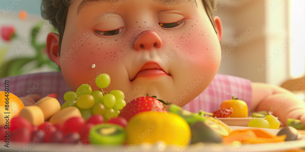Childhood Obesity: Illustrations showing the progression from unhealthy ...