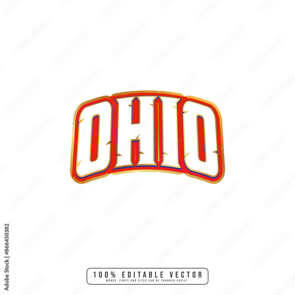 Ohio text effect vector. Editable college t-shirt design printable text ...