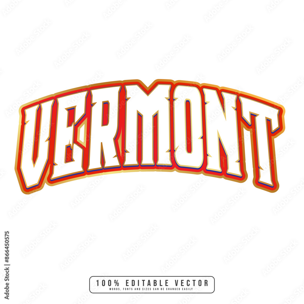 Vermont text effect vector. Editable college t-shirt design printable ...