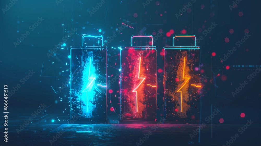 ภาพประกอบสต็อก Battery icon using electricity symbols. Charging station ...