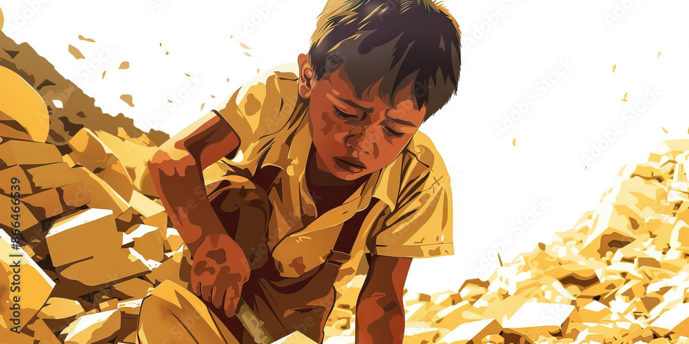 Child Labor: An image of a child working in hazardous conditions ...