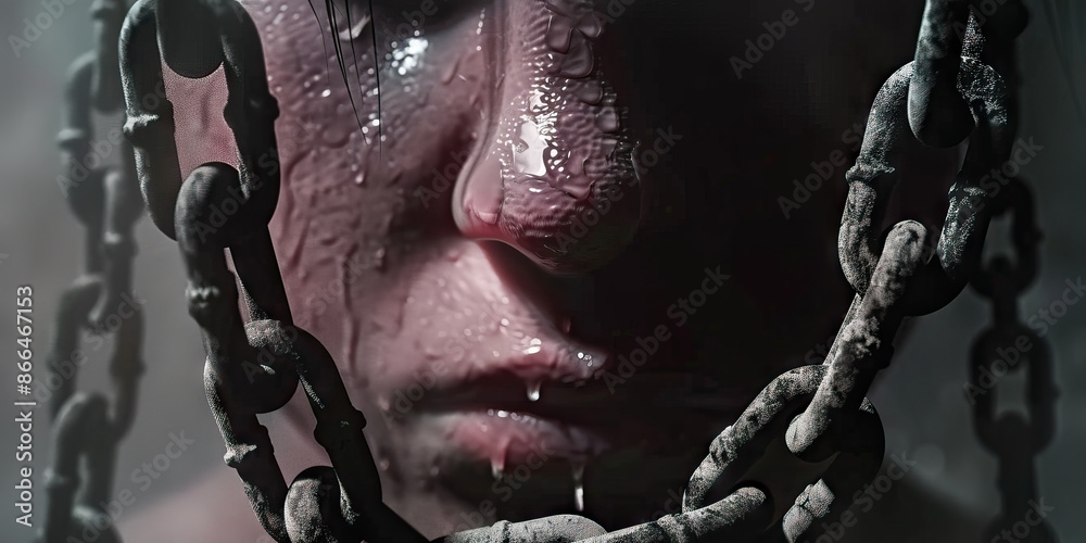 Human Trafficking: A powerful image of a person in chains, symbolizing ...