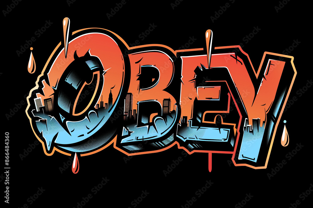 OBEY - graffiti inscription word, vector style. Spray painted tag ...