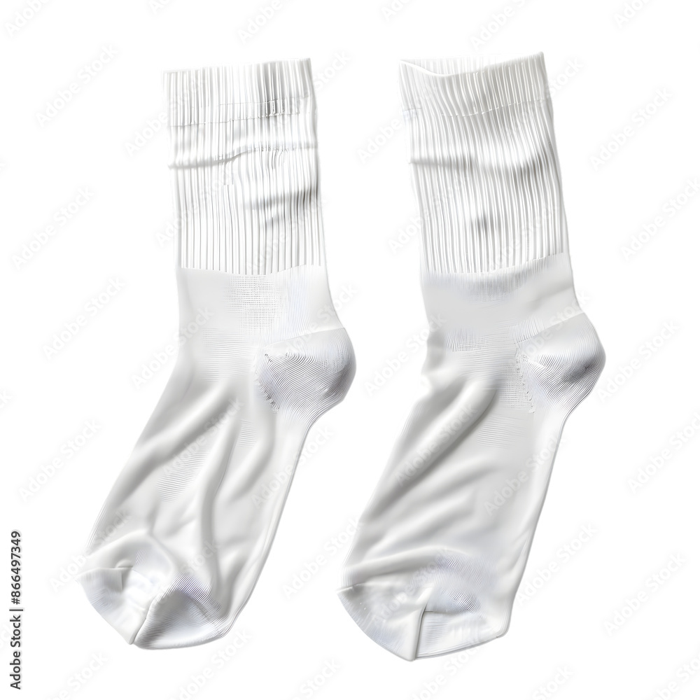 White sport socks mock up, top view, isolated on transparent background ...