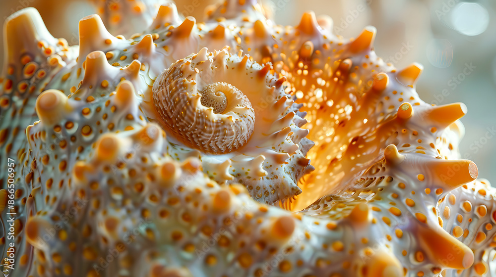 Intricate sea shell with a spiral pattern, displaying the beauty of ...