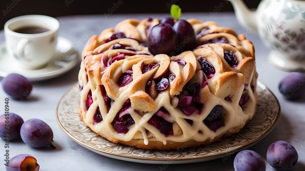 The Shiro plum coffee cake is a work of art, with its intricate lattice ...