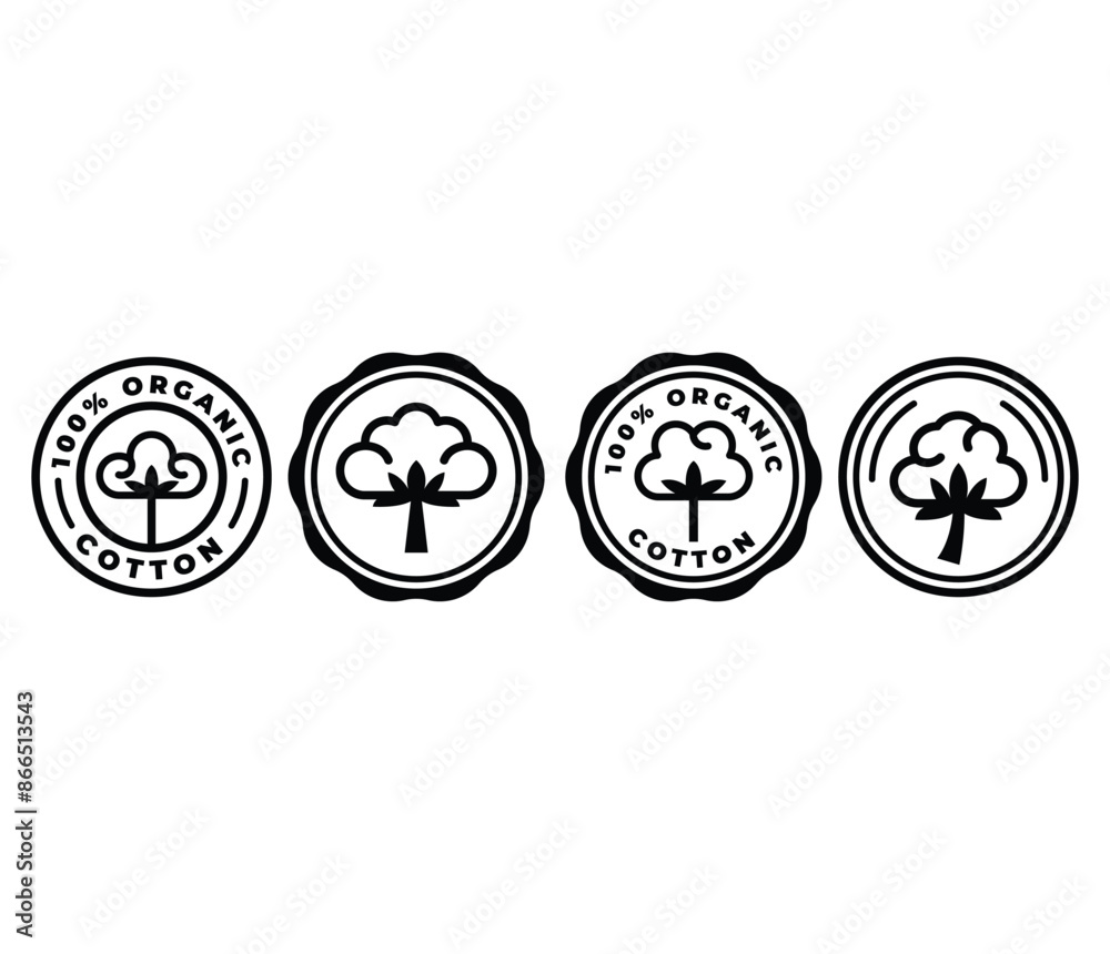 organic cotton symbol sign badge round shape cirlce icons vector design ...