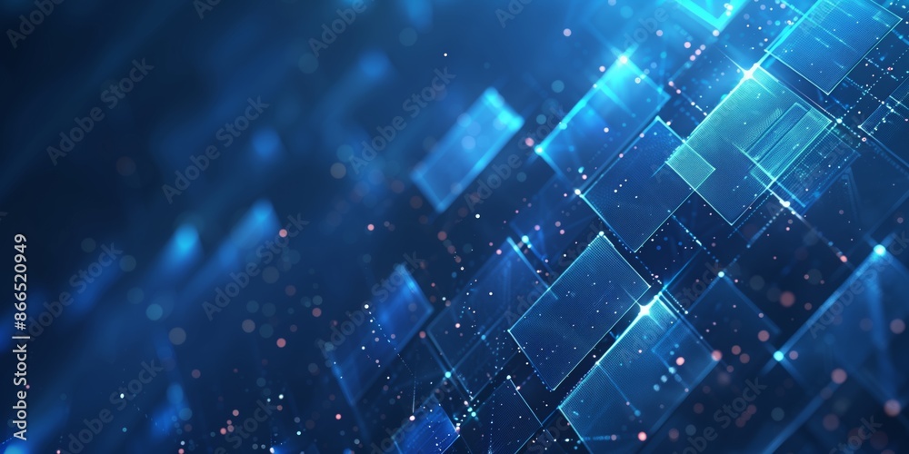 Abstract, futuristic blue technology background with glowing lines and ...