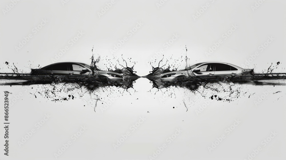 Car crash vector illustration. Vector of two car accident side view of ...