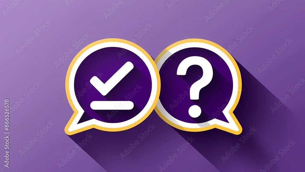 Question Mark and Check Mark Icons Representing Decision Making and ...