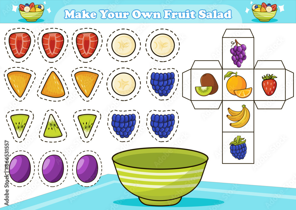 Printable activity for kids make your own fruit salad by using dice ...