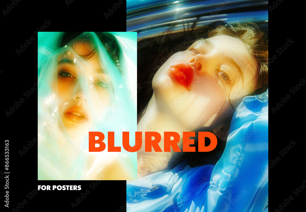 Cinematic Blur Poster Photo Effect Mockup Stock Template | Adobe Stock
