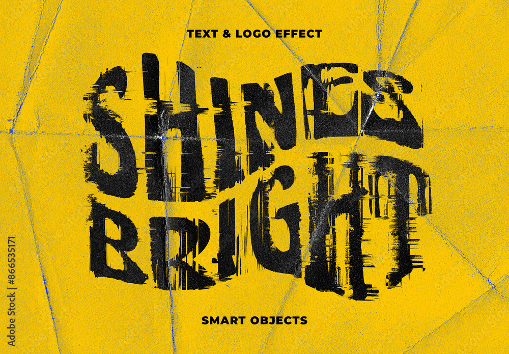 Folded Paper Distort Glitch Text And Logo Effect Mockup Stock Template ...