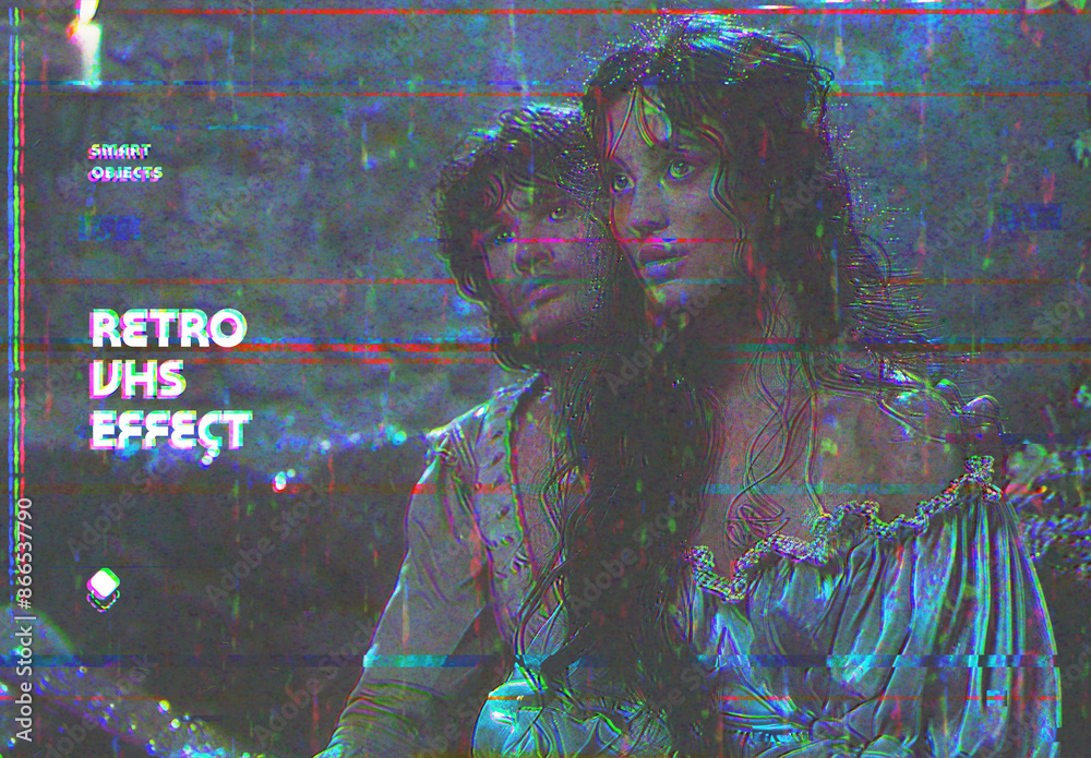 Retro VHS Tape Photo Effect Mockup Stock Template | Adobe Stock