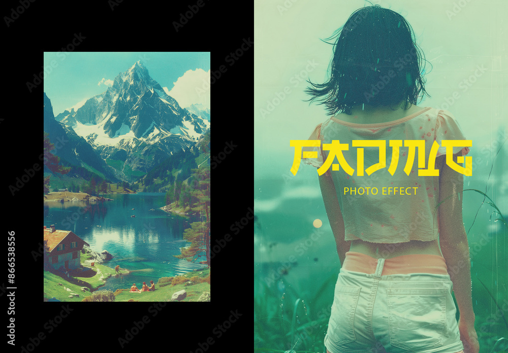 Vintage Fading Poster Photo Effect Mockup With Generative AI Stock ...