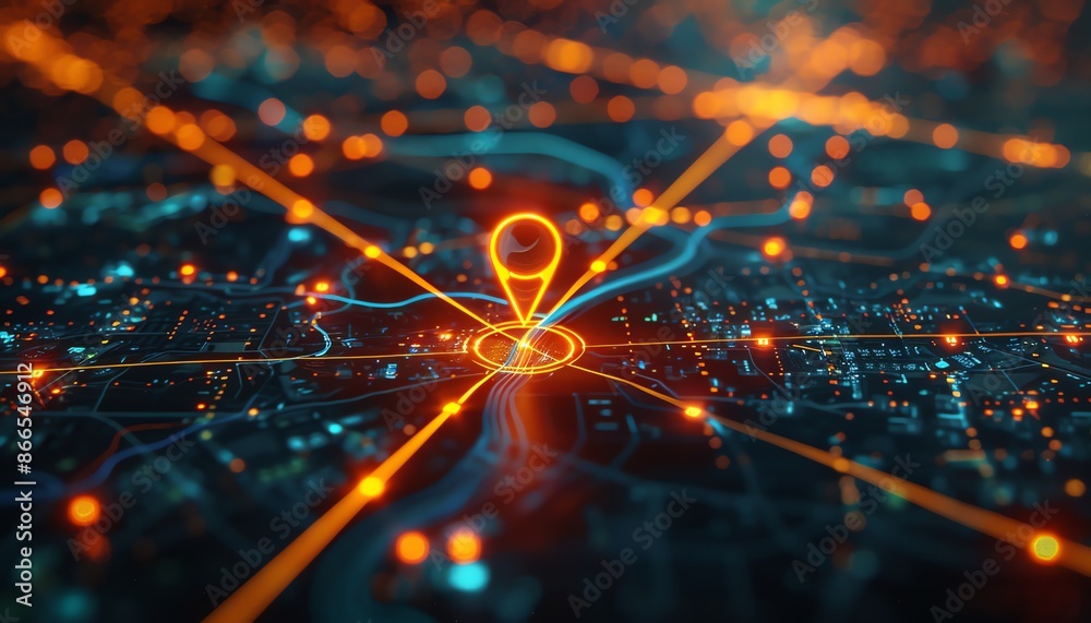 Hightech digital map with GPS pin and route path, AI generated ...