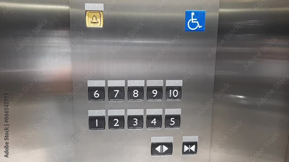 elevator or lift button for disability people, Number buttons on the ...
