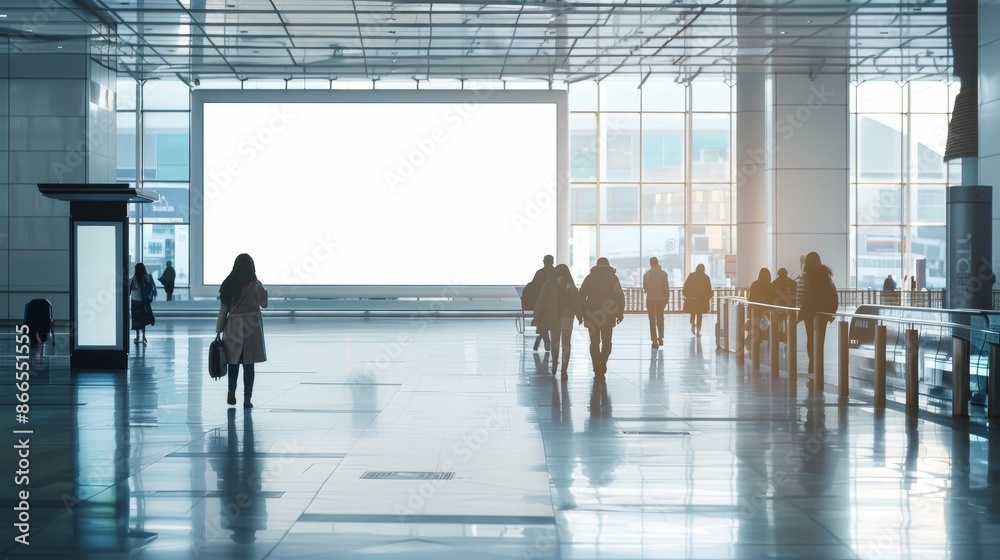 Airport mockup billboards, empty advertising boards at aerodromes ...