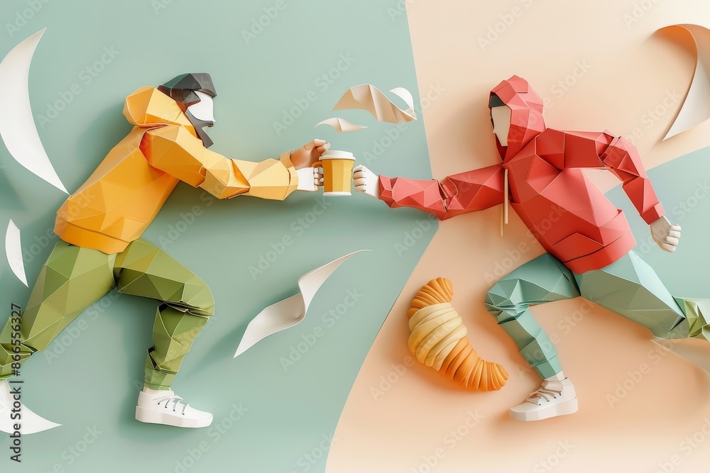 Bodyless people hold croissants with their hands instead of bodies in a ...