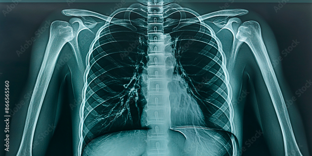Rib cage and spine radiography for diagnosis. Medical diagnostic image ...