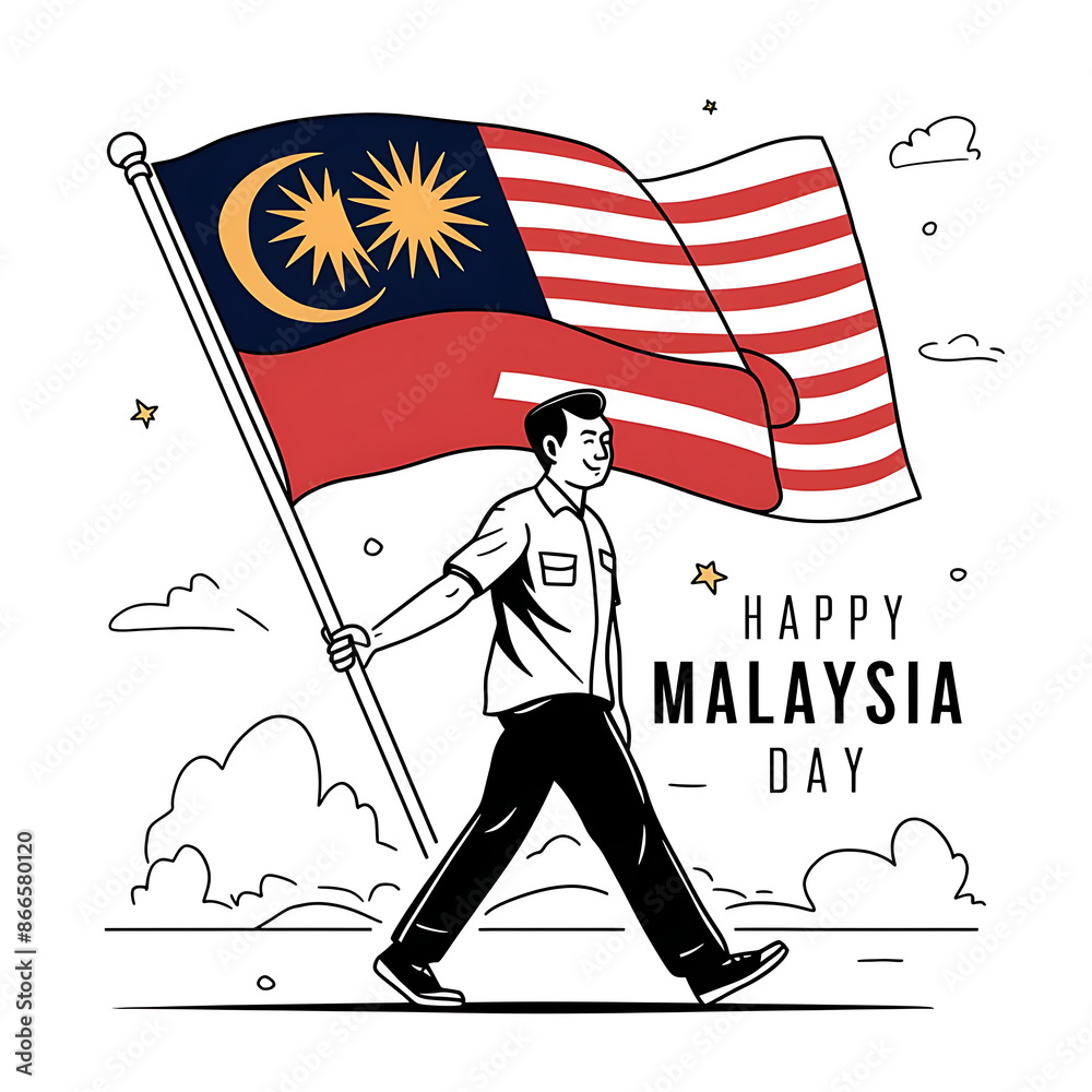Malaysia Day, Hari Merdeka, Traditional Attire and Flag Design with ...