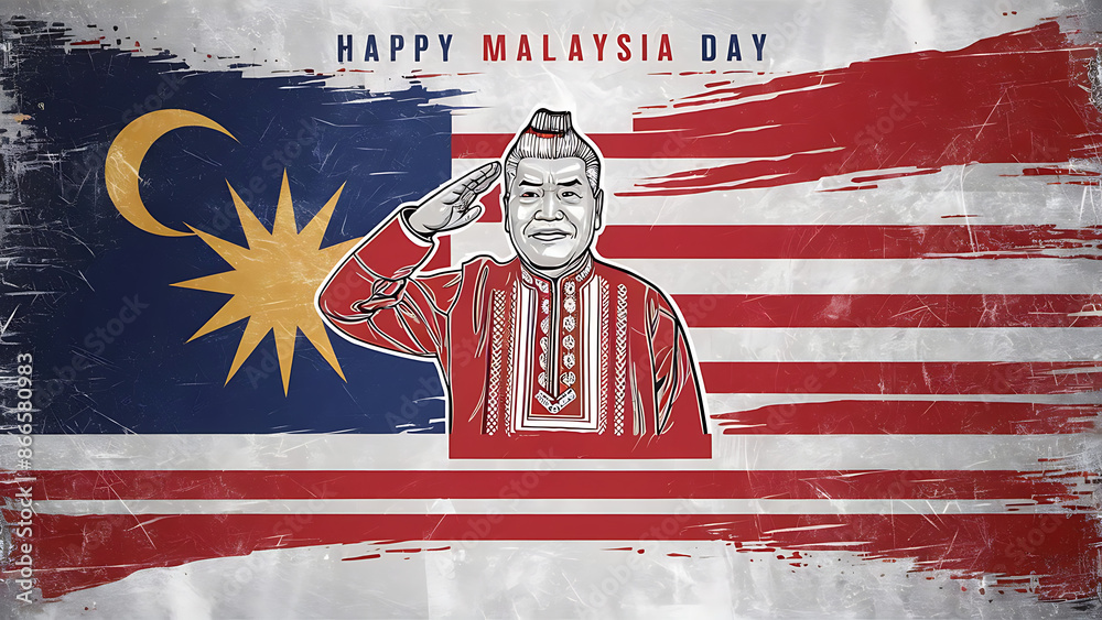 Malaysia Day, Hari Merdeka, Traditional Attire and Flag Design with ...