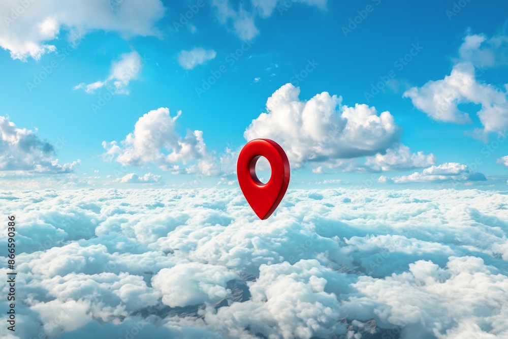 travel day background with pin location icon on a blue cloud, Discover ...