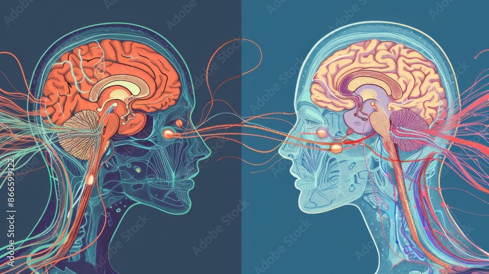 The diagram illustrates how the brain processes verbal and visual ...