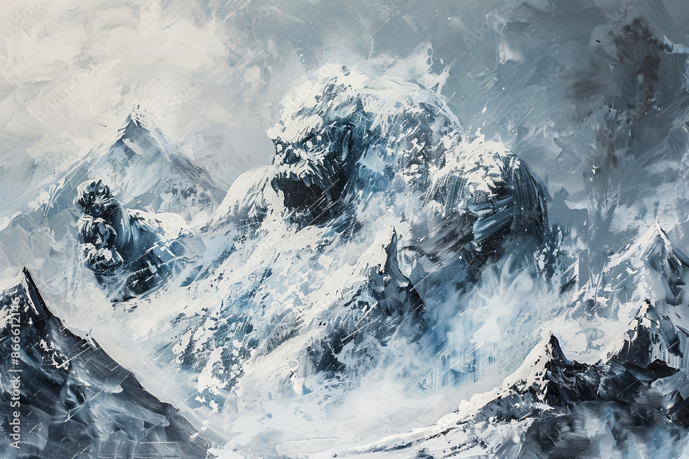 Frost Giant. Generated image. A digital illustration of a painting of ...