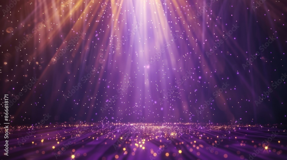 Glittering Gala: Golden Stage Opening with Spotlights and Luxurious ...