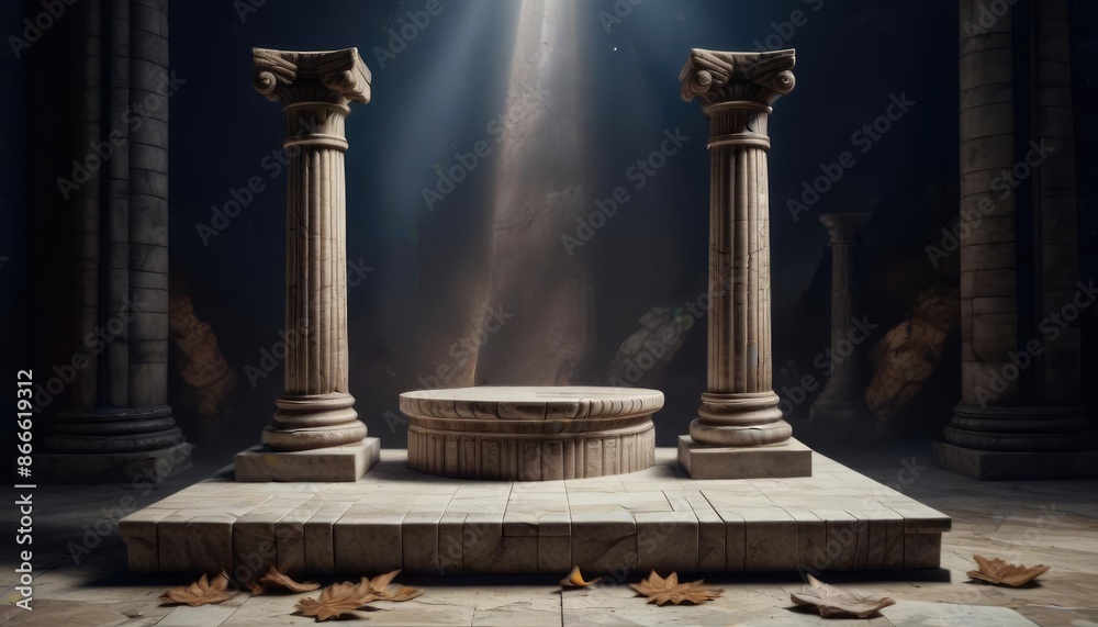 Background podium column 3d roman luxury greek white ancient display ...