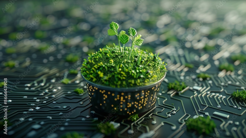 Innovative Green Technology: AI-Generated Chip Pot with Grass and ...