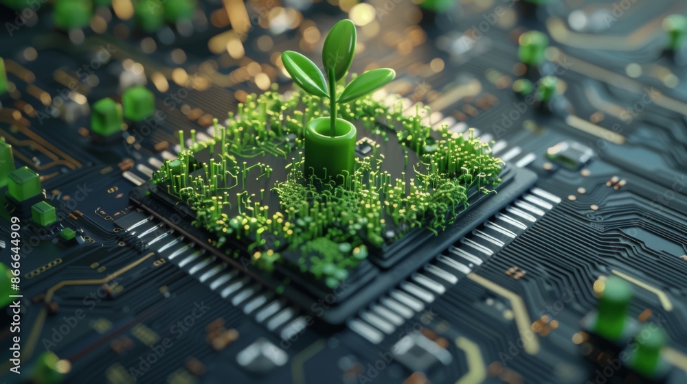 Innovative Green Technology: AI-Generated Chip Pot with Grass and ...