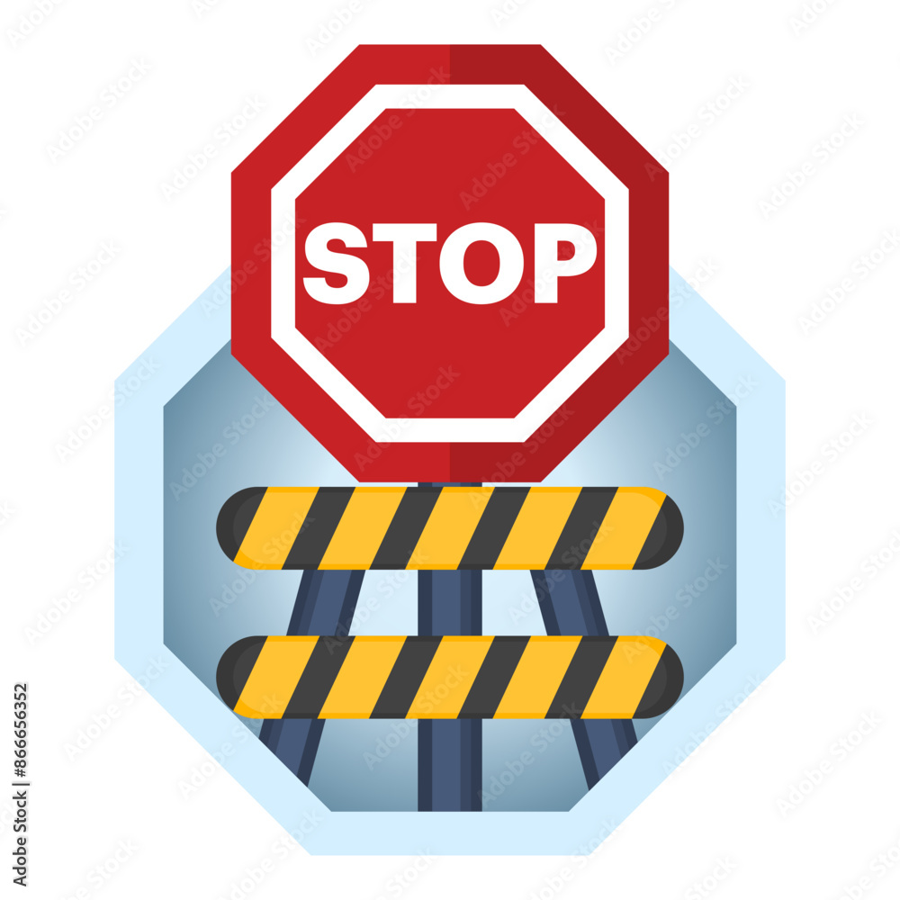 Barrier concept with stop sign, Protective road barrier with yellow ...