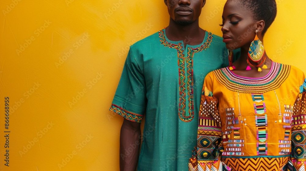 An image of African women in colorful traditional attire on a yellow ...