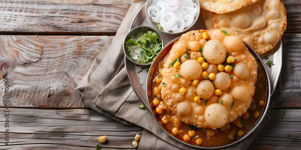 Traditional Indian dish Chole Bhature on rustic background. Concept ...